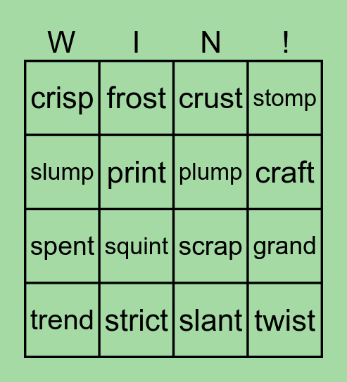 UFLI 41c Bingo Card