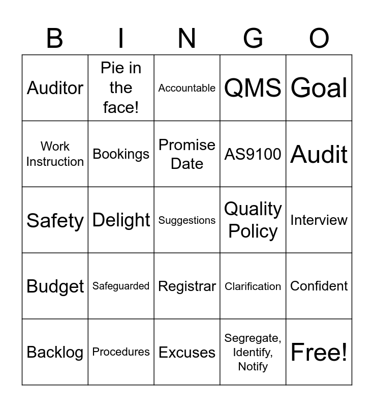 Townhall Buzzword Bingo Card