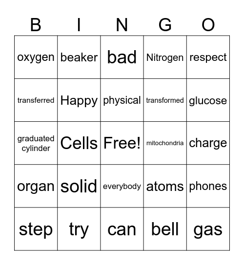 Welcome Back Bingo Card
