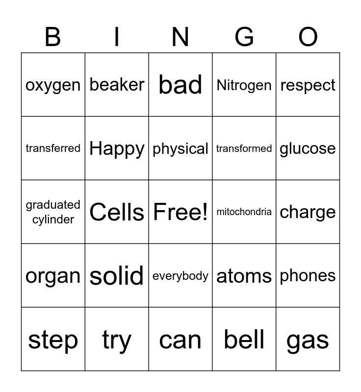 Welcome Back Bingo Card