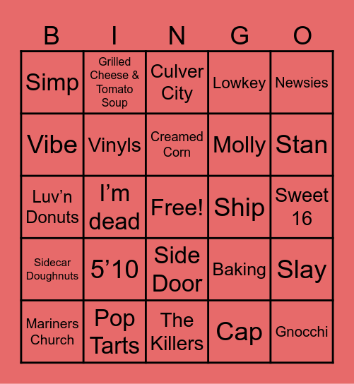 Olivia's Sweet Sixteen! Bingo Card