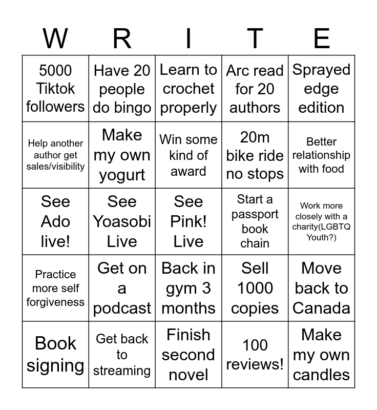 Author-y Bingo Card