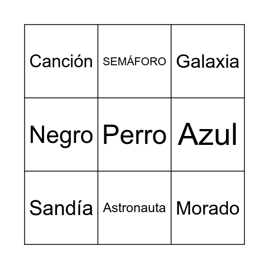 BINGO DE RIMAS Bingo Card