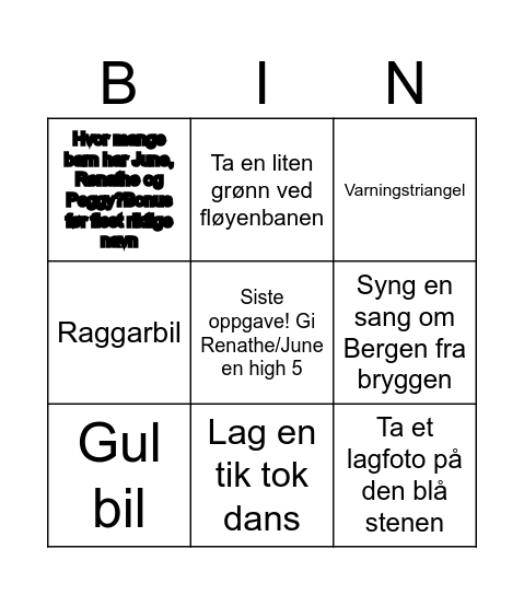 CLARAS BILBINGO! Varje rad i lod/våg belönas! Bingo Card