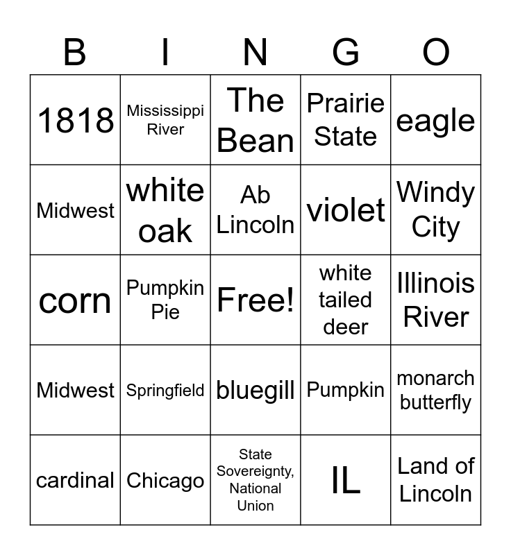 Illinois Bingo Card