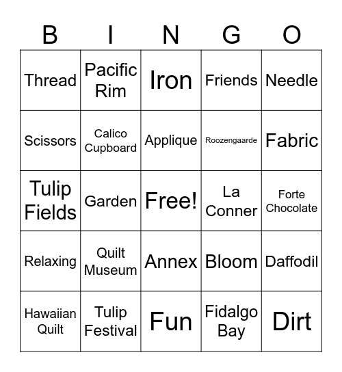 Tulip Retreat Bingo Card