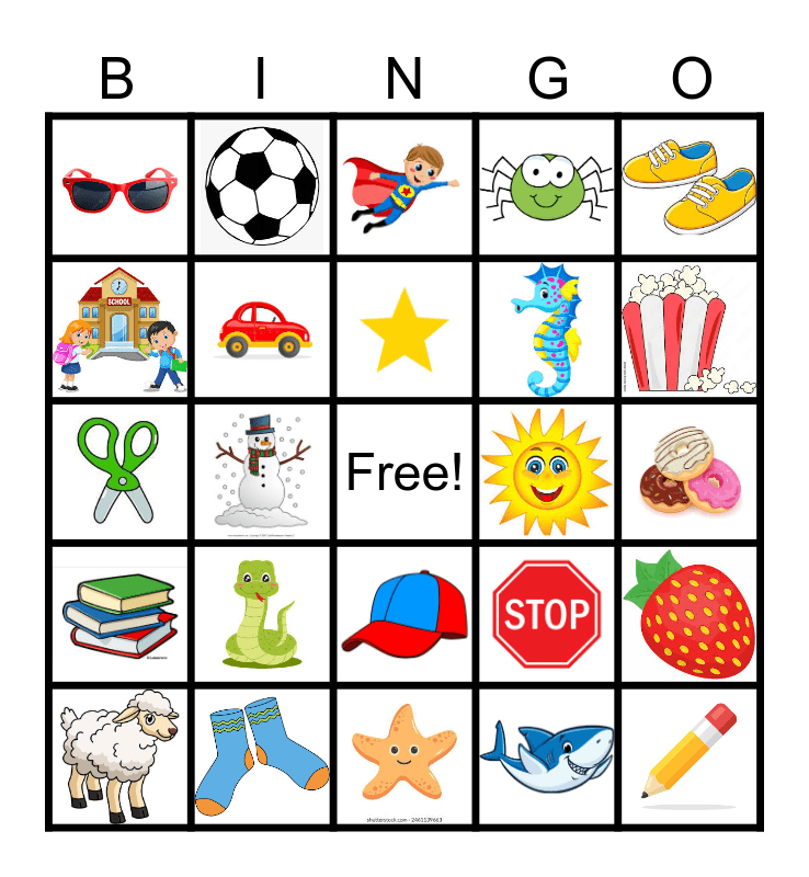 S and Sh Words Bingo Card