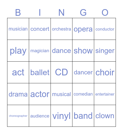 Music Bingo Card