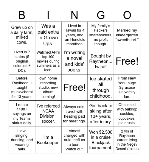 O&S Fun Fact Bingo Card