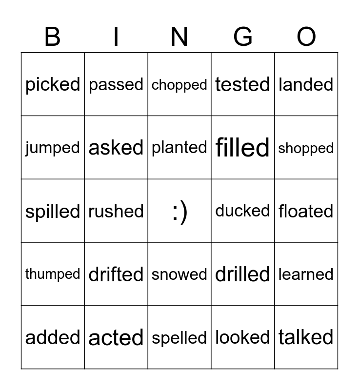 UFli 64: Suffix -ed Bingo Card
