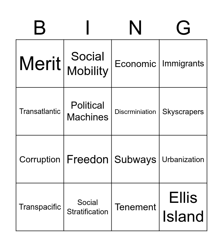 Social Studies Bingo Card