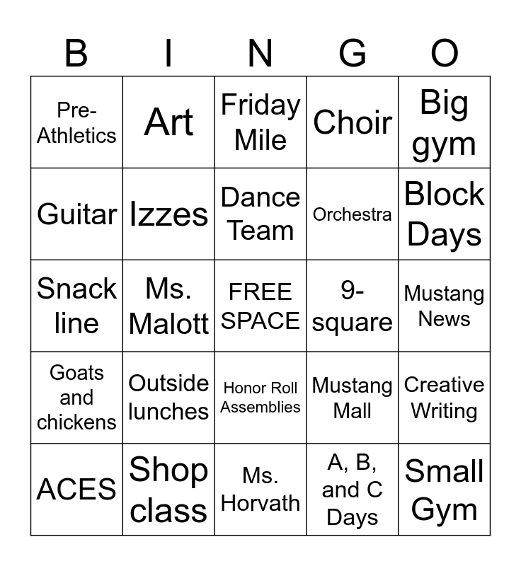 O. Henry Bingo Card