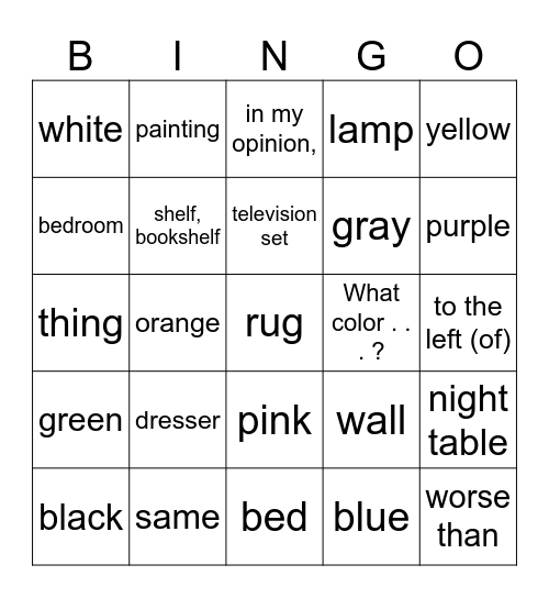 6A Vocabulario Bingo Card