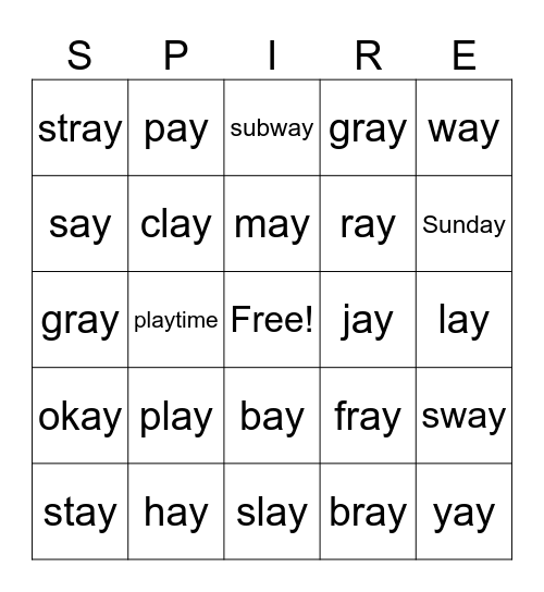 SPIRE Lesson 3.3 Bingo Card
