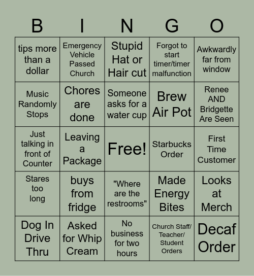 JOURNEY'S STAFF BINGO Card
