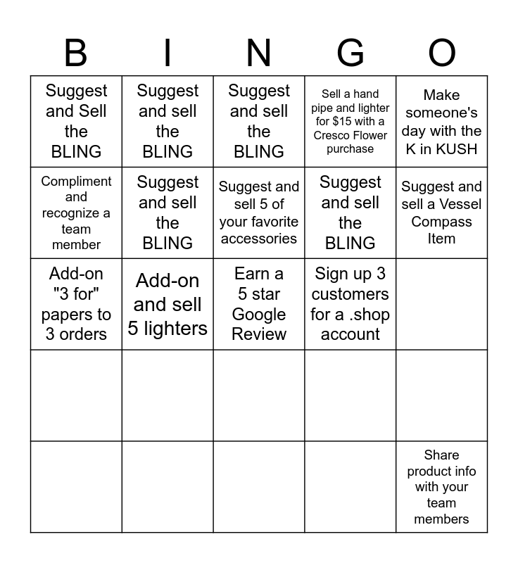 420 BLINGO Bingo Card