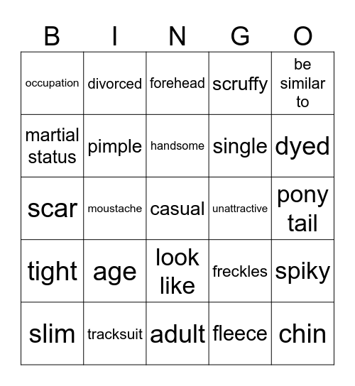 bingo personal data & appearance Bingo Card