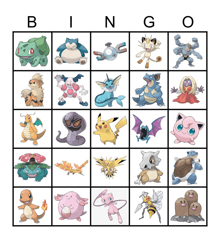 Pokemon Bingo! Bingo Card
