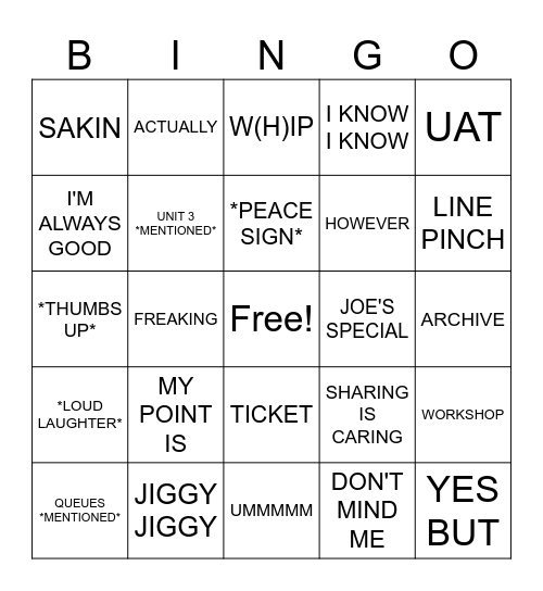 Systems Bingo Card