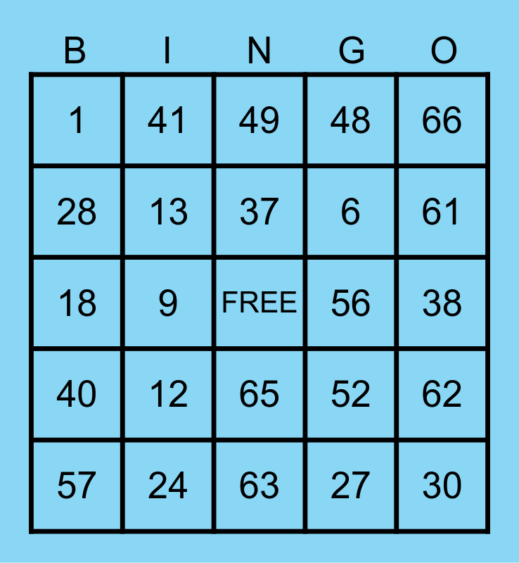 #1 BLUE Bingo Card