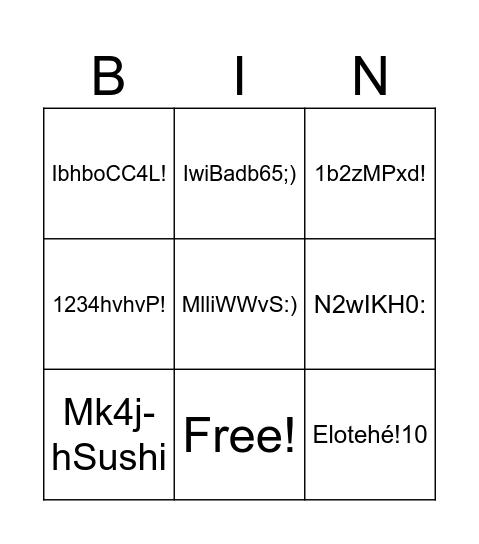 Untitled Bingo Card
