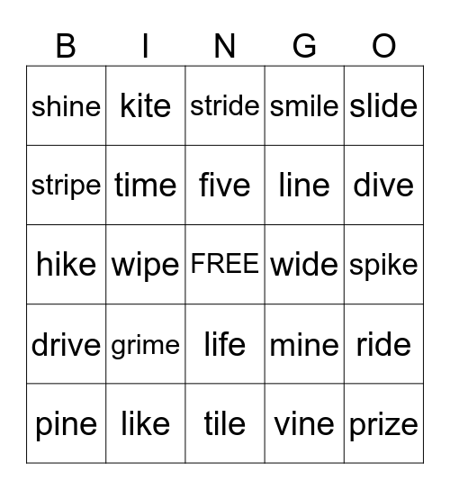 i_e bingo! Bingo Card