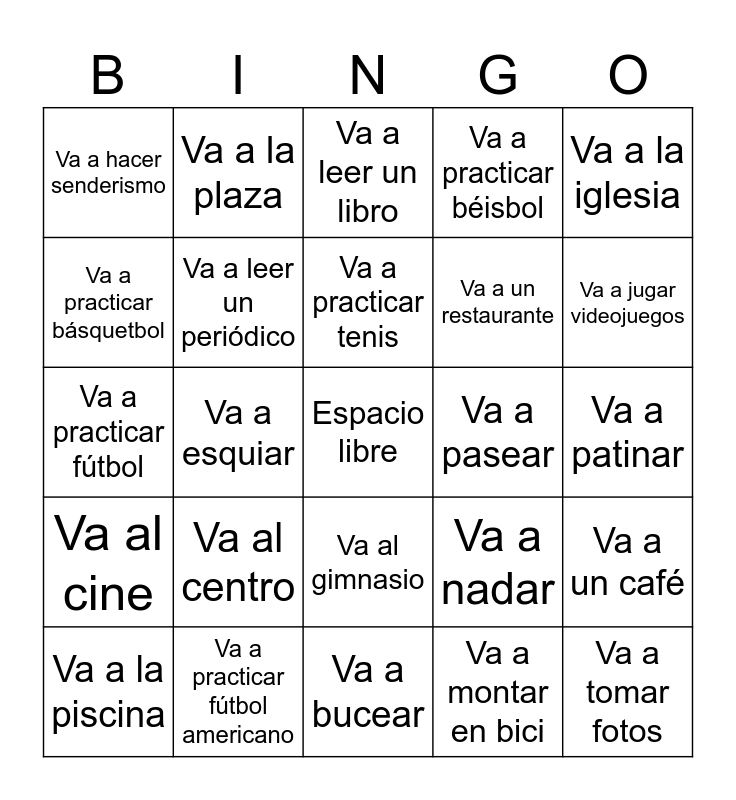 Lección 4 Bingo Card
