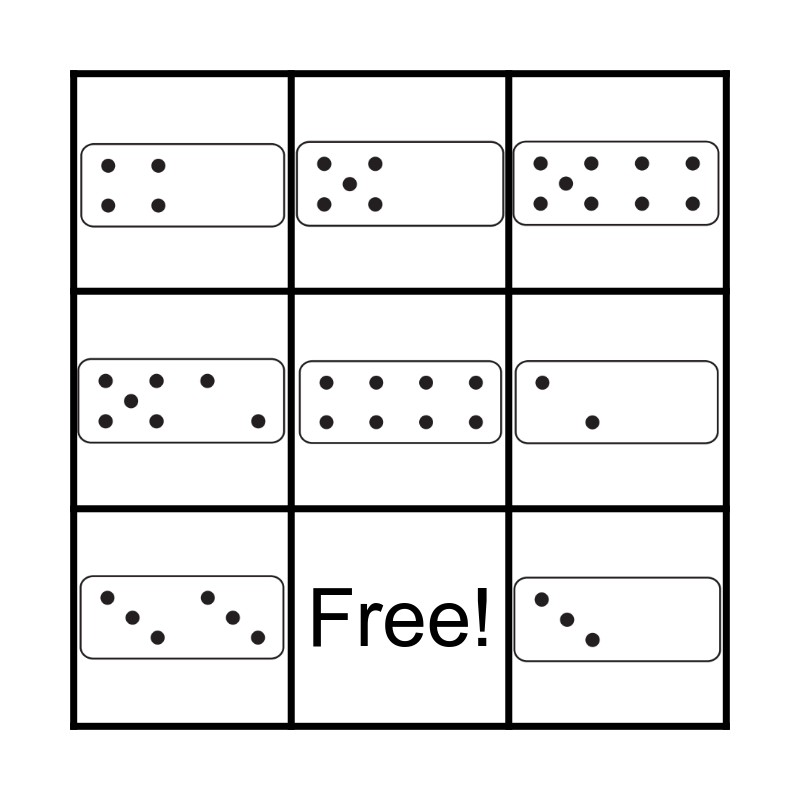 Subitizing Bingo Card