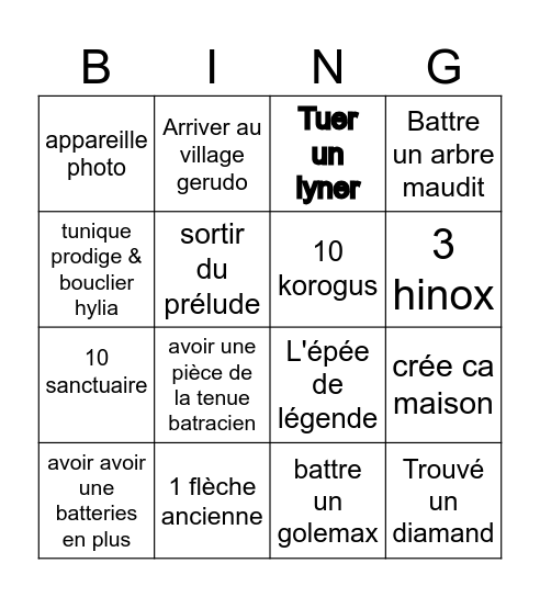 bingo zelda totk Bingo Card