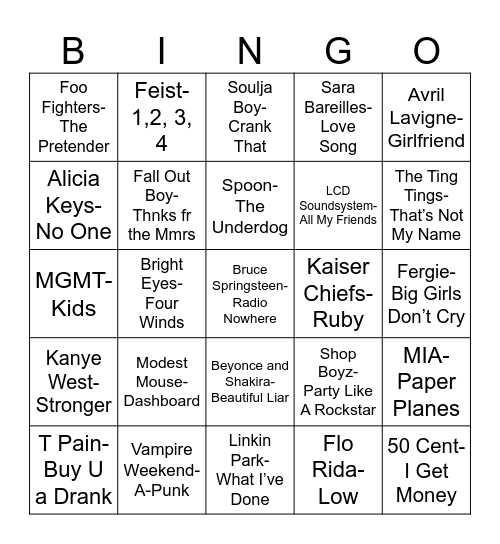 Radio Bingo Class of 2007 Bingo Card