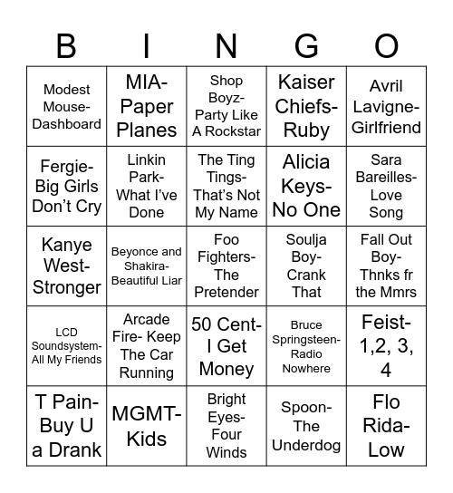 Radio Bingo Class of 2007 Bingo Card