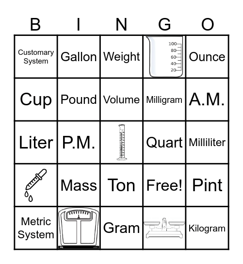 Measurement Bingo Card