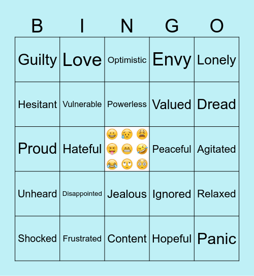Feeling Word Bingo Card