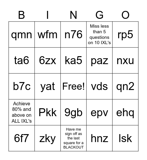 STAAR Boot Camp Bingo Card