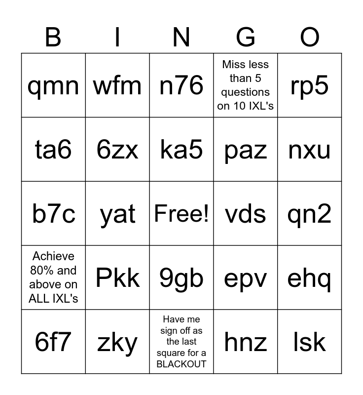 STAAR Boot Camp Bingo Card