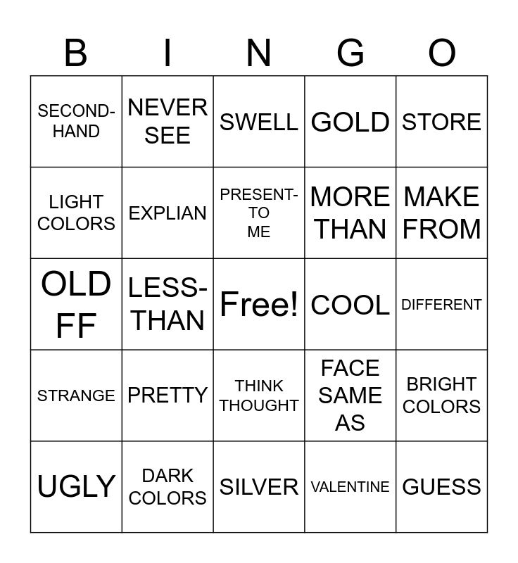 Unit 7 Bingo Card