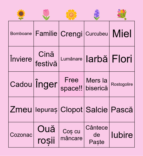 Bingo de Paște!🌺 Bingo Card