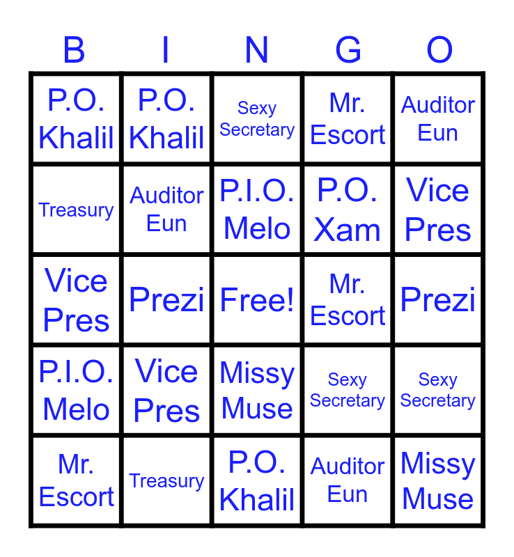 OFFICER BINGOP. Bingo Card