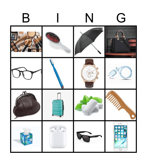 Personal Objects Bingo Card