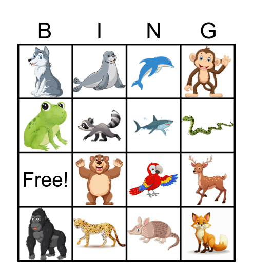 Exotic animals Bingo Card