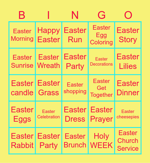 Easter Bingo Card
