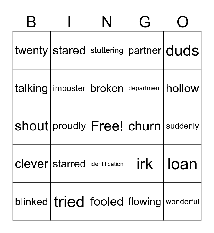 Corrective Reading B2 words from L 18 Bingo Card