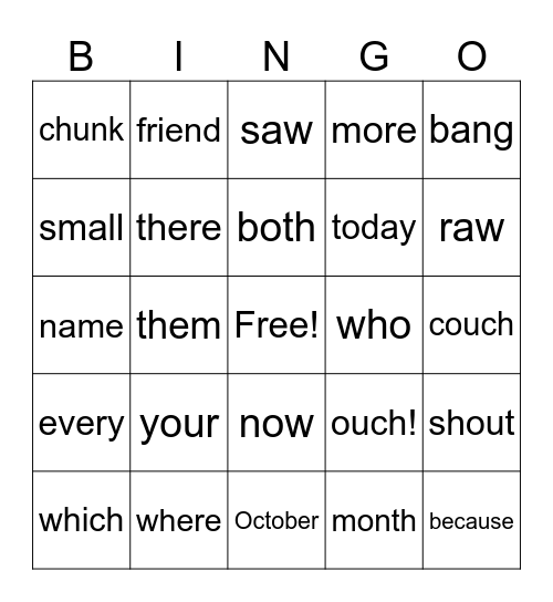 Dakota's Bingo Card