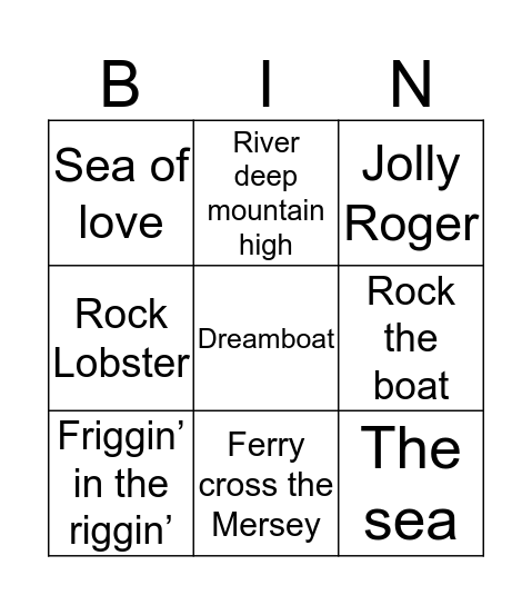 Ferry Bingo Nautical Bingo Card