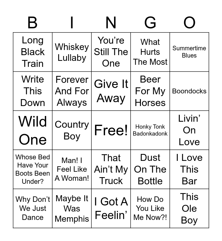 Country Music Bingo Round 2 Bingo Card