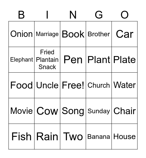 YG x Senior Citizens Bingo Card