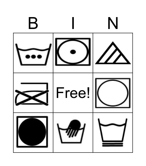 Laundry Symbols Bingo Card