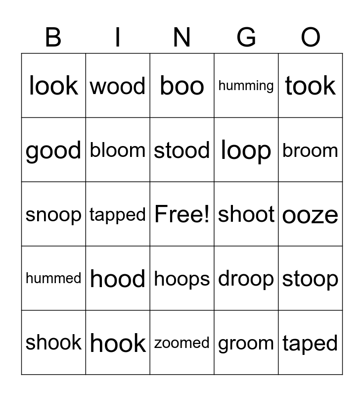 oo Bingo Card