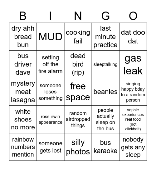 generations in jazz bingo card!! Bingo Card