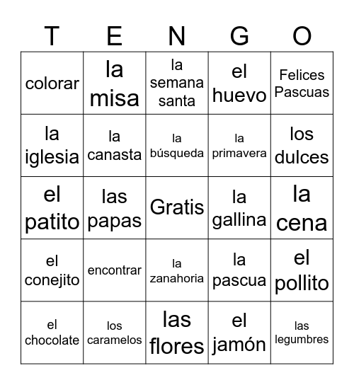 La Pascua Bingo Card